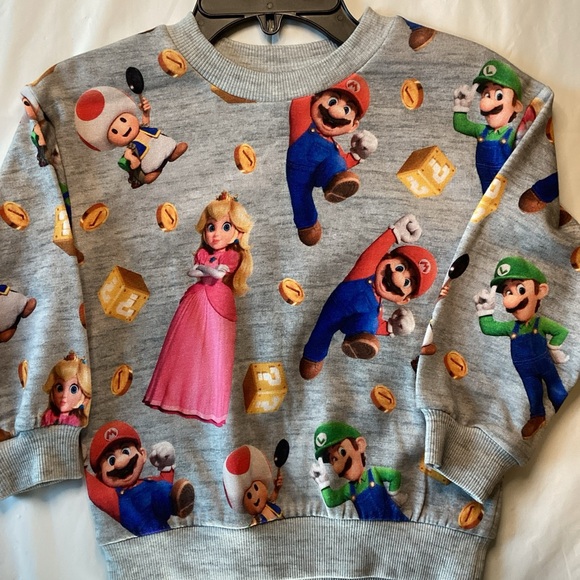 H&M | Shirts & Tops | Hm Kids Gray Sweatshirt With Super Mario ...